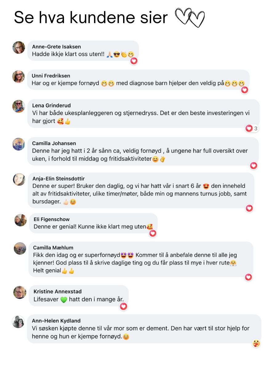 Stor magnetisk ukeplan - Ukeplanlegger for din familie - Sjarmtroll.no